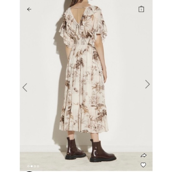 Sandro | Dresses | Sandros Long Printed Dress With Ruffles | Poshmark